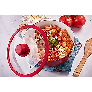 IMUSA USA 3.2Qt Red Ceramic Nonstick Caldero (Dutch Oven) with Silicone Rim & Glass Lid