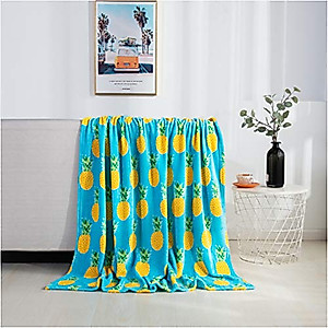 Elegant Comfort Velvet Touch Ultra Plush Christmas Holiday Printed Fleece Throw/Blanket-50 x 60inch, (Pineapple)