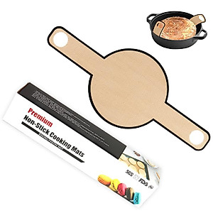 Yuehuam Silicone Baking Mat for Dutch Oven Bread Baking Reusable Dough Drop Dough Bread Sling Baking Mat Sheet Long Handles for Gentler & Easier Transfer of Dough Oven Accessories (Brown)