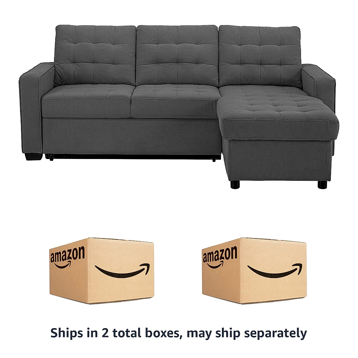 Serta Dreamlift Bakersfield Sectional Sofa Bed, Steel Grey