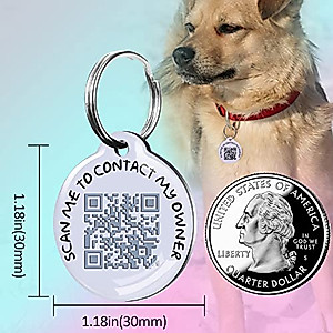 Christmas Reindeer Pattern Dog & Cat Tag - QR Code Pet ID with Online Profile - Festive Personalized Name - Holiday Themed Nameplate for Pets - Cute Seasonal Gift(Merry Christmas)