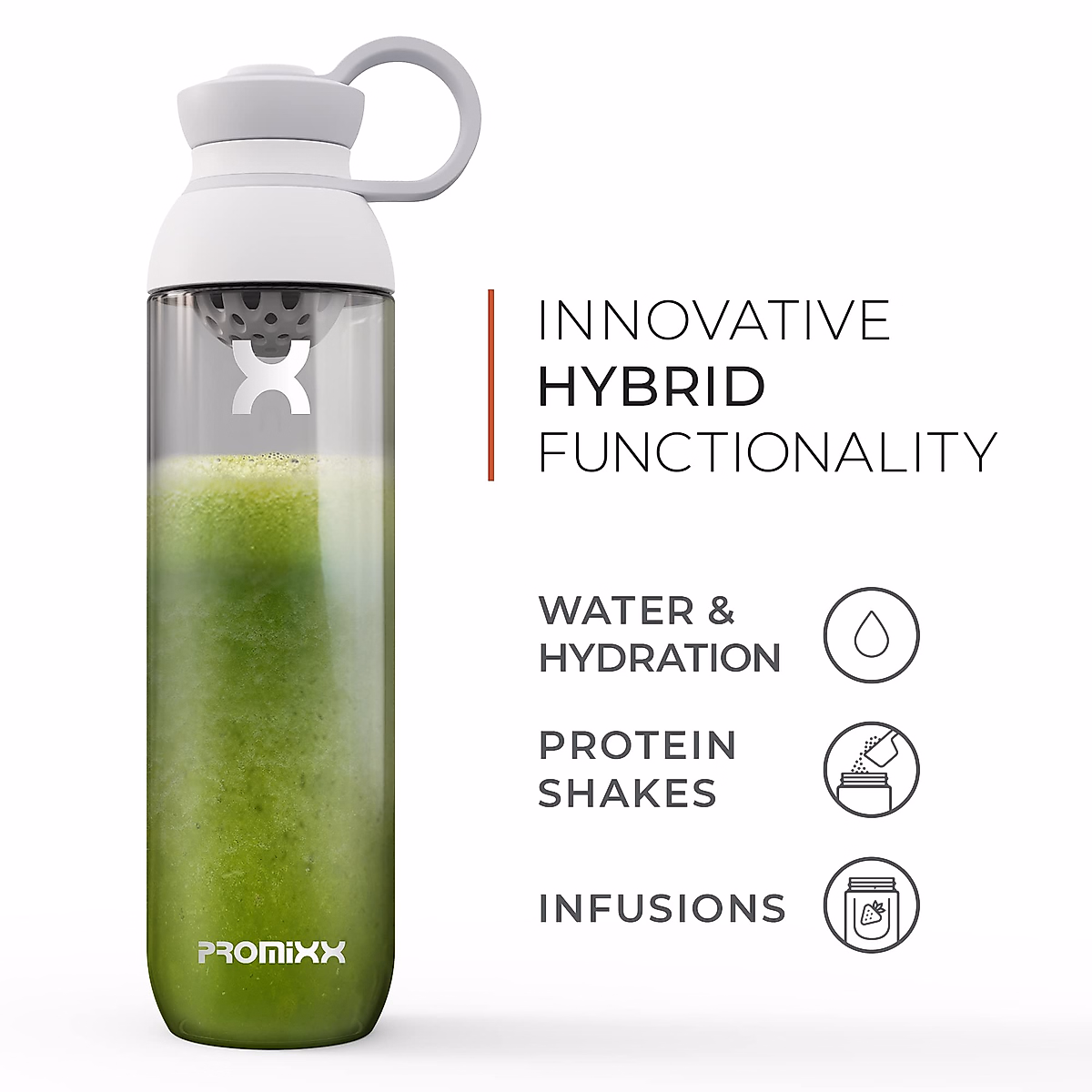 Promixx FORM Protein Shaker Bottle - A Premium Shaker Bottle for Protein Shakes Infusions and Hydration - Durable Gym Shaker Bottle, Leakproof Lid, Odorless - 26oz (Graphite Gray)