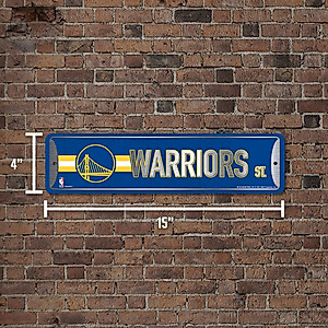 Rico Industries NBA Golden State Warriors Home Décor Metal Street Sign (4" x 15") - Great for Home, Office, Bedroom, & Man Cave - Made,Silver