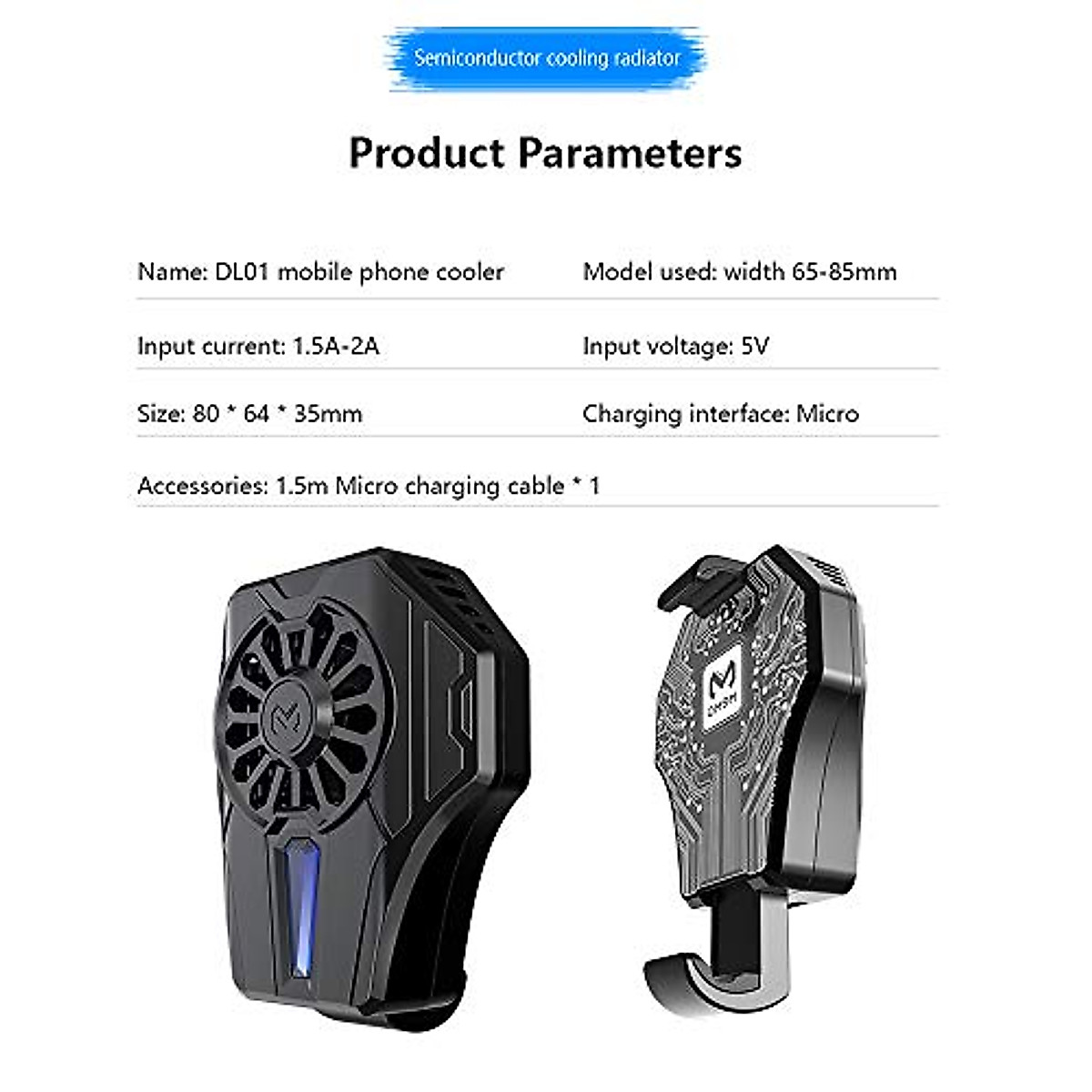 FENGCHUANG MEMO Mobile Phone Radiator, Cell Phone Cooler, Cold Wind Handle Fan, Portable Mobile Phone Radiator Cooling Fun, Gaming Semiconductor Cooling Phone