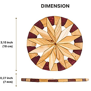Wooden Trivets for Hot Dishes - 2 pcs Natural Handmade Wood Trivet Mat - Sturdy and Durable 7'' Kitchen Hot Pads - Wooden Trivet Frame for Hot Pots and Pans - Perfect Kitchen Gifts Idea