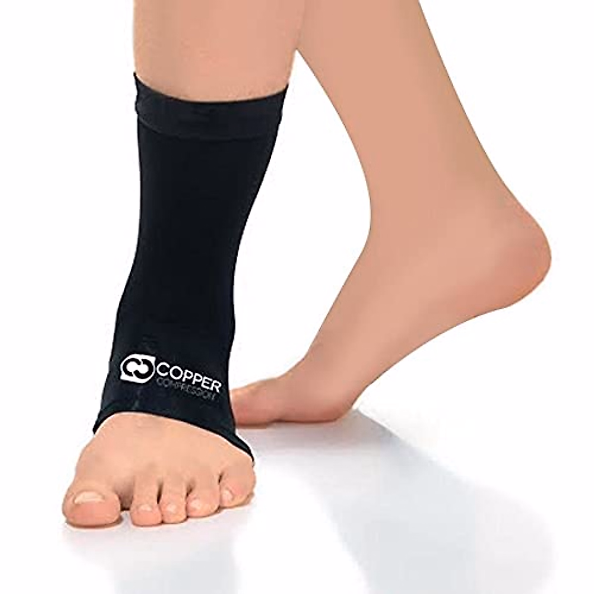 Copper Compression Ankle Orthopedic Brace - Copper Infused Plantar Fasciitis Sleeve Relief for Foot Pain, Ankle Sprain, Arch Support, Achilles Tendonitis, Tendons & Heel Spurs Fits Men & Women - Large