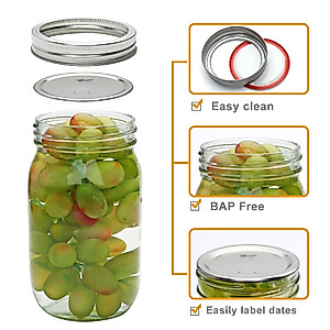 Woaiwo-q Wide Mouth Mason Jars Set, 32oz Clear Glass Jars 4-Pack for Storage, Overnight Oats, Snacks, Jam or Jelly,Canning,Fermenting,Pickling,DIY Projects…