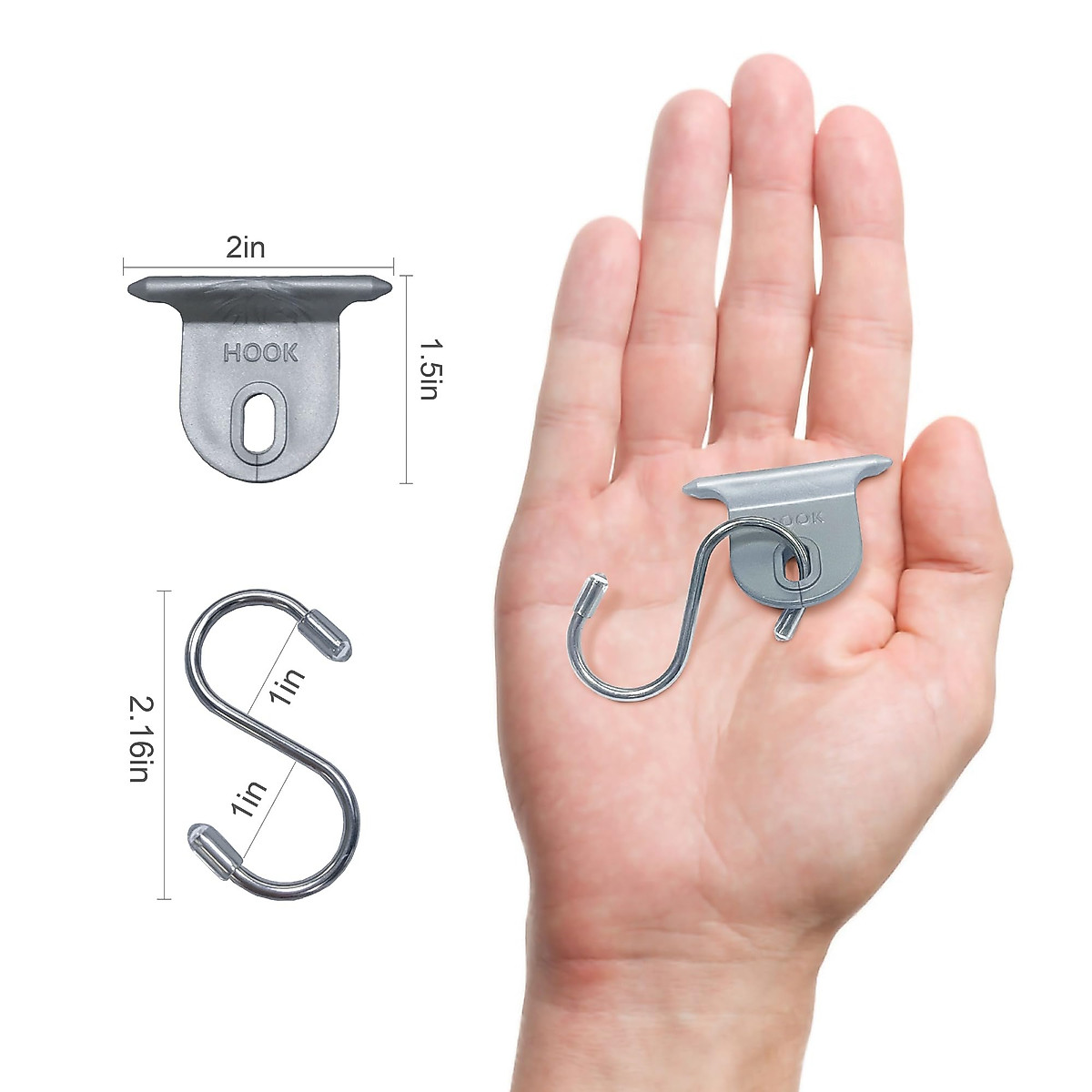 AWNLUX RV Awning Hooks for Lights Camping Awning Accessory Hangers S Shaped Hooks Set Rv Party Light Hangers for Camping Tent Indoor and Outdoor Supplies (Grey and Silver,8 Pairs)