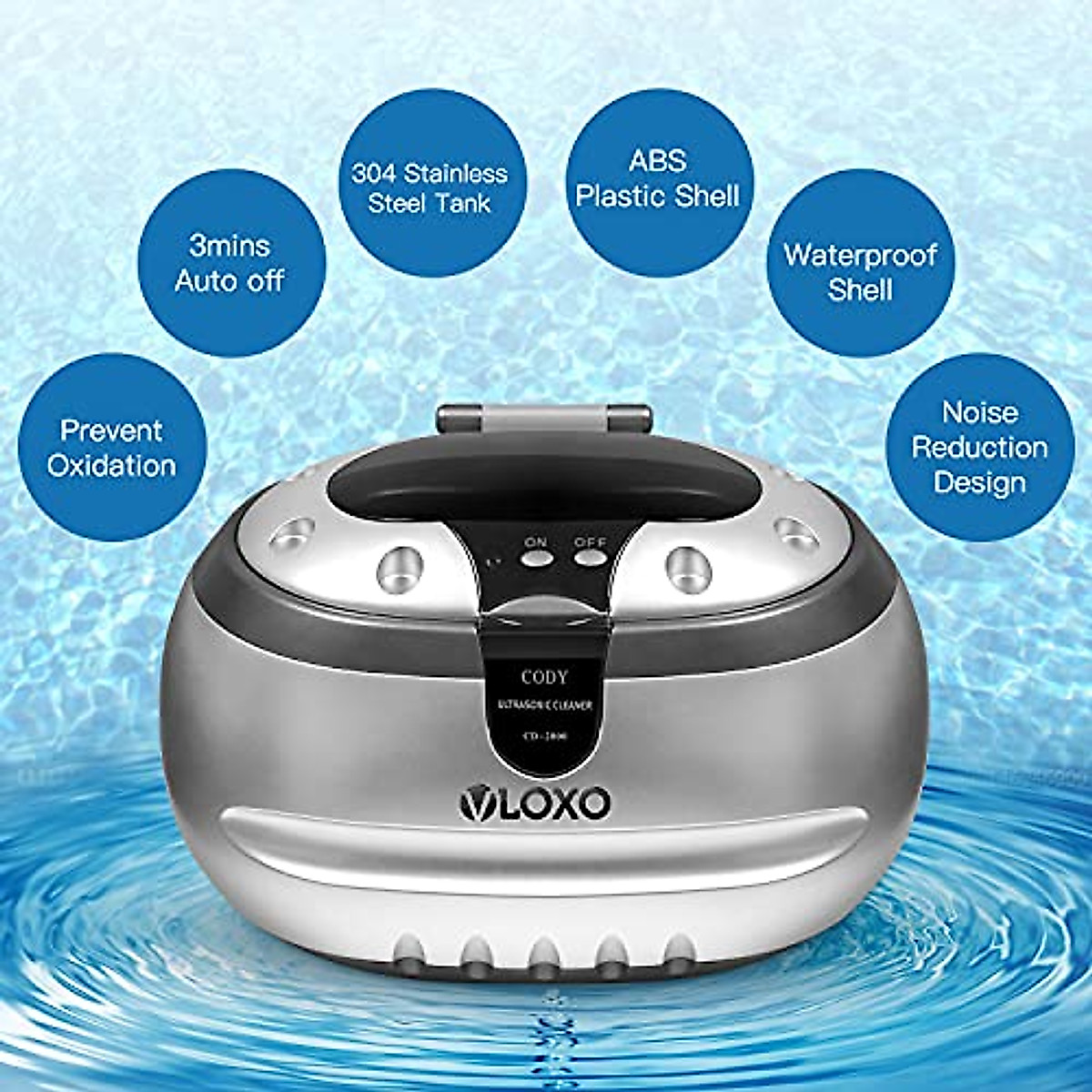 Ultrasonic Jewelry Cleaner, VLOXO Ultrasonic Cleaning Machine 600ML Professional Jewelry Cleaner 42kHz with Stainless Steel Tank for Jewelry, Eyeglasses, Retainer, Watches, Dentures, Rings, Coins