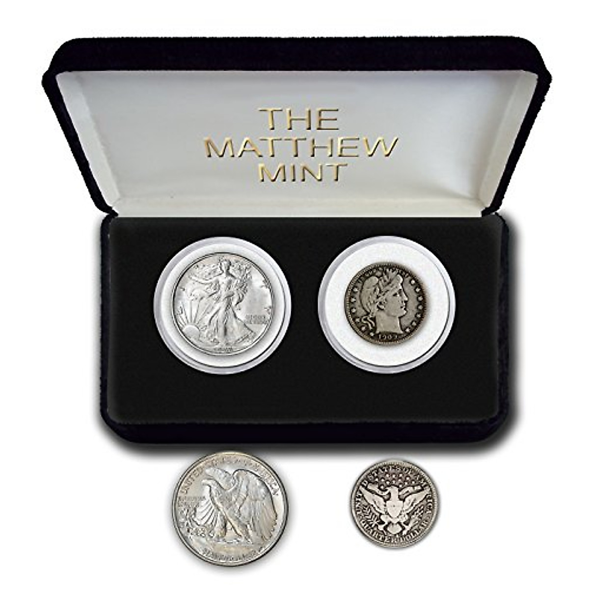 1943 Various Mint Marks Walker Half Dollar and Barber Quarter Good