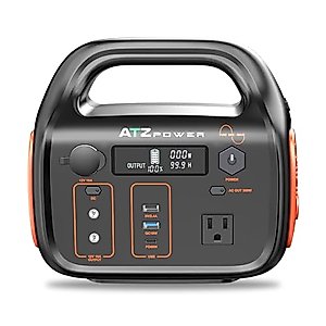 ATZ POWER Portable Power Station, Solar Generator 296Wh Power Bank with 110V Pure Sine Wave AC Outlet 80000mAh Lithium Battery Generators for Home Use, Camping, Travel, Emergency Backup
