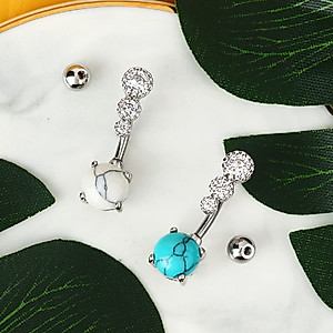 CM Crareesi Mania Turquoise Stone 14g Fashion Piercing Belly Button Rings Navel Piercing Rings Belly Button Jewelry