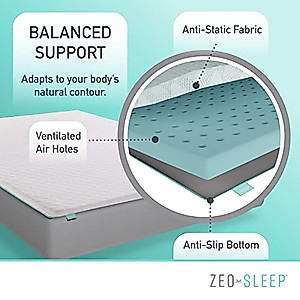ZEO-SLEEP 1.5-inch Mattress Topper - Queen Size Memory Foam Mattress Topper - Balanced Support Mattress Topper for Back Discomfort 75 x 38 x 1.5 inches