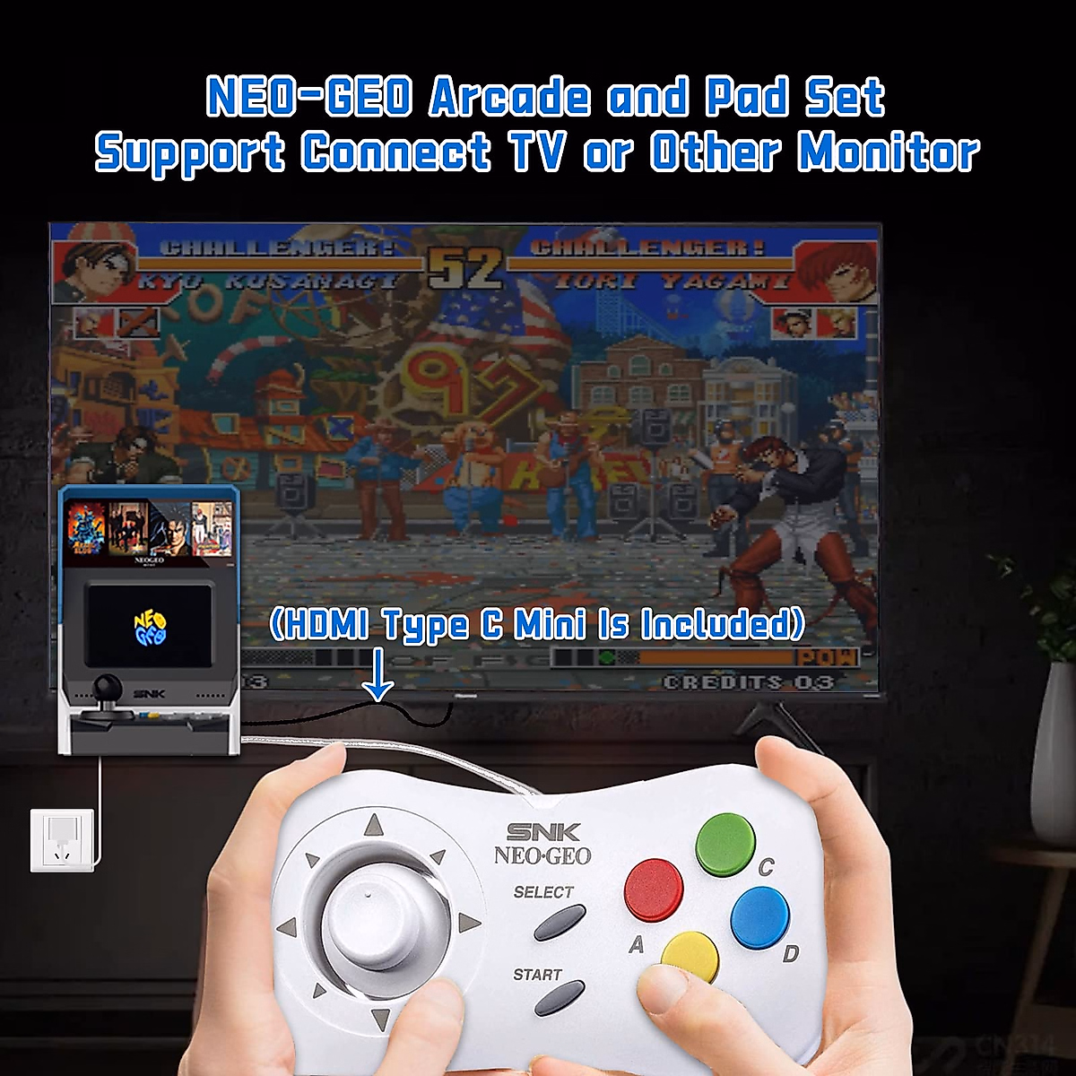 Neo Geo Mini International Arcade and White Game Pad Set [Included HDMI Cable], 40 Pre-Loaded Classic SNK Games:The KING of The FIGHTERS / METAL SLUG and More