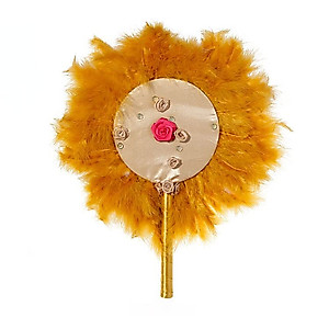 African Custom Bride Wedding Feather Hand Fan Luxury DIY Handmade Lace Dance Fan Hand Held Photo Props Party Wedding Decorations