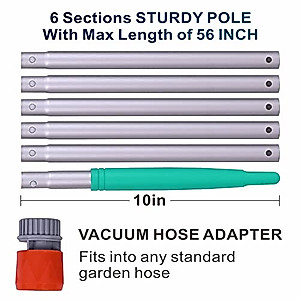 urchindj Underwater Jet Vacuum Cleaner, Portable Pool Vacuum Jet Underwater Cleaner W/Brush & 56.7" Pole, Handheld Jet Pool Vacuum for Above Ground Pool, Attach to Garden Hose