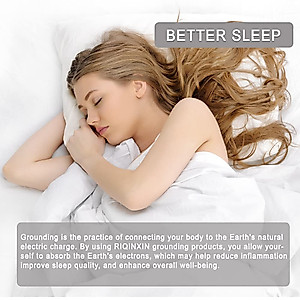 RIQINXIN Grounding Mattress Pad with 15ft grounding Cord Grounding Mat Perforated Design Conductive PU Leather Grounding Mat for Bed Relieve Pain 55x71in Black