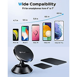 Humixx [8 Built-in Magnets] Car Phone Holder Mount Magnetic [Aviation-Grade Alloy] 360° Rotatable Universal Magnetic Cell Phone Mount for Car Phone Holder for iPhone Samsung Smartphones