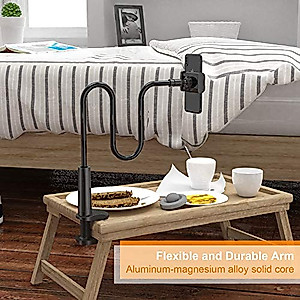 SHAWE Phone Holder Bed Gooseneck Mount - Flexible Arm 360 Mount Clip Adjustable Bracket Clamp Stand Compatible with Cell Phone 11 Pro XS Max XR X 8 7 6 Plus 5 4, Samsung S10 S9 S8 for Bedroom Desk
