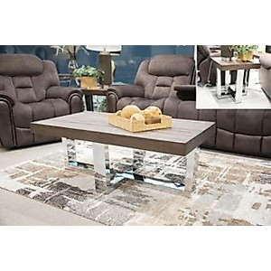 Steve Silver Furniture Laredo Cocktail Table, Rustic Modern Design w/Elm Veneers, Chrome Plated Iron Base, Chestnut Finish, 26" D x 58.92" W x 18" H, Chestnut, Brown