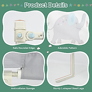 HONEY JOY Bed Rail for Toddlers, 77-in Extra Long, Portable Safety Bed Guardrail w/Double Safety Child Lock, Baby Bed Rail Guard, Fit King & Queen Full Twin Size Bed Mattress (77 INCH, Gray)