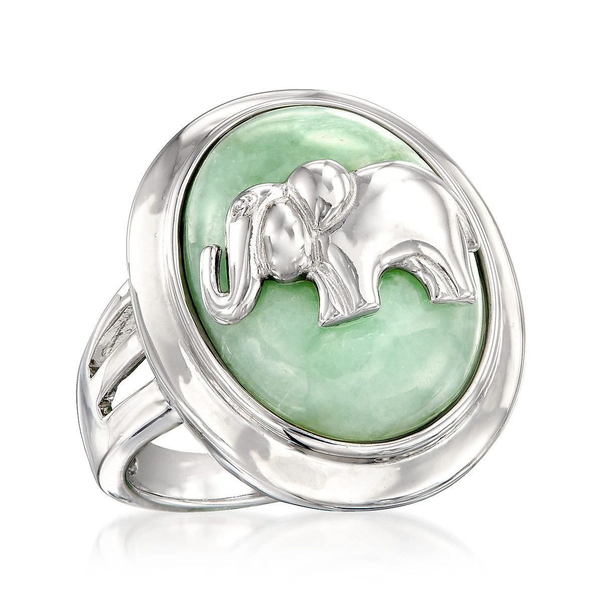 Ross-Simons Jade Elephant Ring in Sterling Silver. Size 7