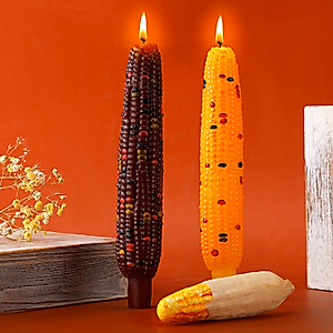 Conelist 2 Pcs Fall Harvest Corn Taper Candles Thanksgiving Autumn Corn Cob Taper Candle Decor Corn Candles 8.8 Inch Tall Thanksgiving Gifts Holiday Decor for Dinner Party Fall Anniversary