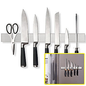 Magnetic Knife Holder for Refrigerator – Enkrio 16 Inch Double Sided Knife Magnetic Strip for Fridge - Stainless Steel No Drill Magnetic Knife Holder - Adhesive Knife Strip Magnet Knife Rack