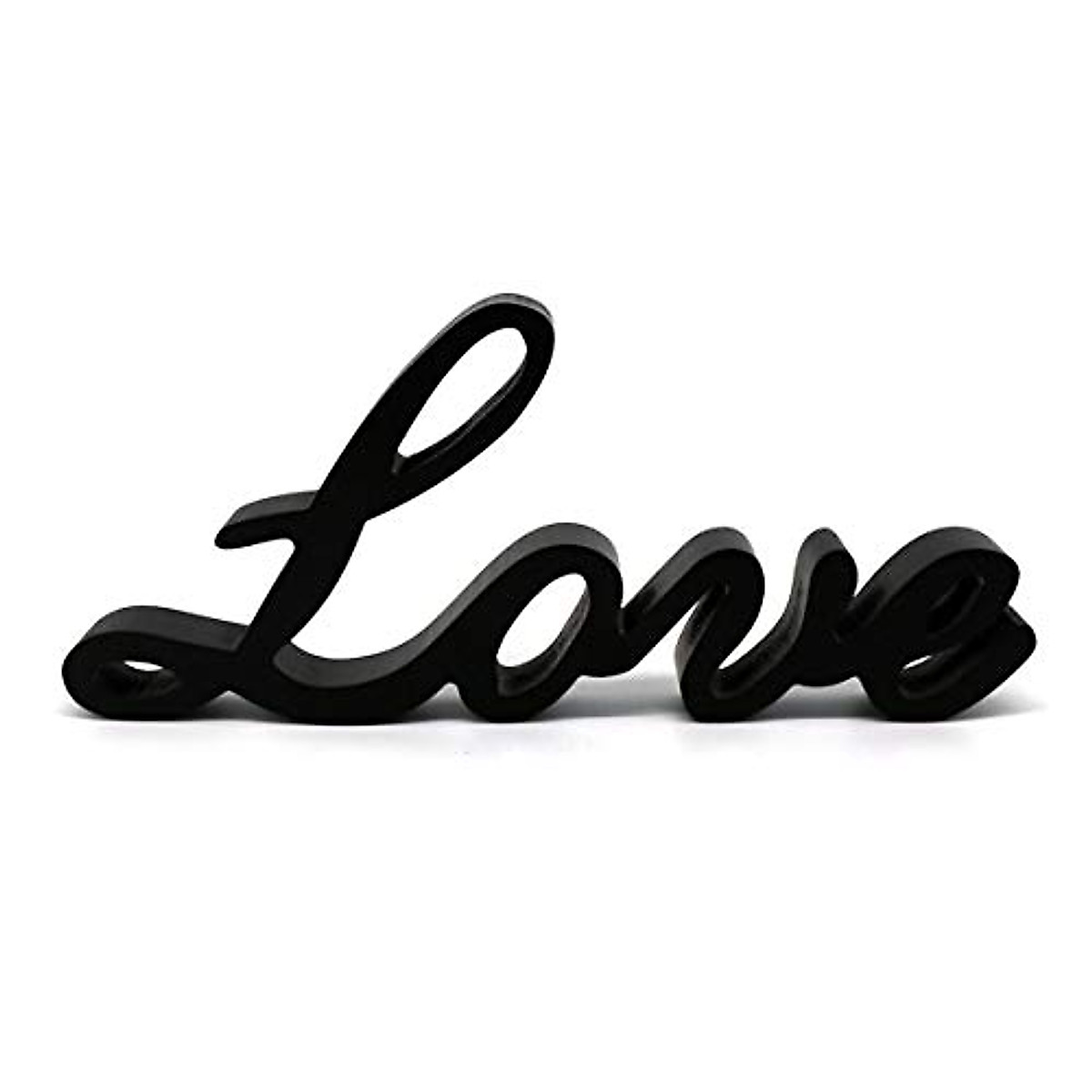 CVHOMEDECO. Black Wooden Words Sign Free Standing Love Desk/Shelf/Home Wall/Office Decoration Art, 10-1/4 x 4-1/2 x 1 Inch