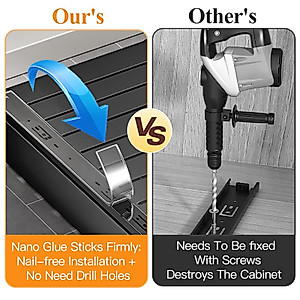 Pull Out Cabinet Organizer Fixed With Adhesive Nano Film,Heavy Duty Storage and Organization Slide Out Pantry Shelves Sliding Drawer Pantry Shelf for Kitchen,Living Room 9.8"W x 16.9"D x3.1"H(1PC)