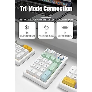 TISHLED Gasket Creamy Mechanical Numpad Programmable Macro Keypad Wireless 2.4G/Bluetooth 5.0/Wired USB-C RGB Backlit Hot Swappable Number Pad Rechargeable Numeric Keyboard Metal Knob for Win/Mac
