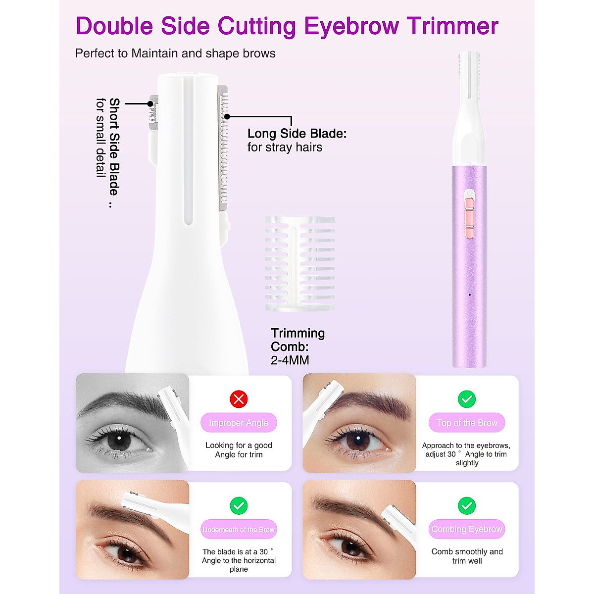 UTOTEBAG Nose Hair Trimmer for Women, 3 in 1 Rechargeable Ear and Nose Hair Trimmer for Women, Painless Eyebrow Trimmer & Body Hair Trimmer for Nose, Ear, Eyebrow, Arms, Legs