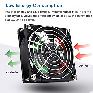 GDSTIME 90mm EC Axial Cooling Fan 92mm x 25mm AC 110V 115V 120V 220V 240V Dual Ball Bearing Small Brushless Exhaust Fan AC Powered Cord with ON/Off Switch