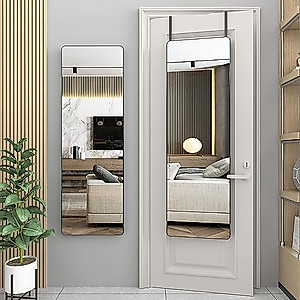 EDTEMI Full Length Wall Mounted Mirror, 39"*12"Over The Door Hanging Mirror, Full Size Rectangle Mirror, Dressing Body Mirror for Bedroom Living Room Bathroom(Black)