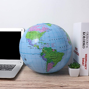 NUOBESTY Inflatable Globe PVC World Globe Inflatable Earth Beach Ball for Beach Playing or Teaching