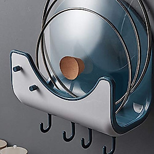 XJJZS Multifunction Lid Rack Holder Wall Mounted Pan Pot Pan Cover Stand Cutting Board Holder Kitchen Organizer with Hooks (Color : A)