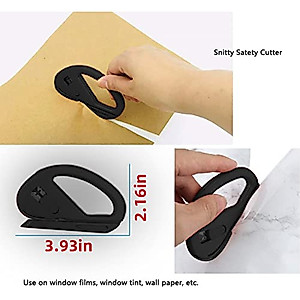 Moioee 2 Pack Snitty Safety Cutter, Car Vinyl Film Cutting Tool, Carbon Fiber Wrap Paper Decal Sticker Paper Slitte, Utility Knife with Razor Blade for Window Tint, Gift Paper, Craft (Black)