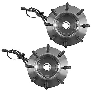 TRQ Front Wheel Hub & Bearing Pair for Super Duty Pickup Truck 4x4 4WD w/ABS