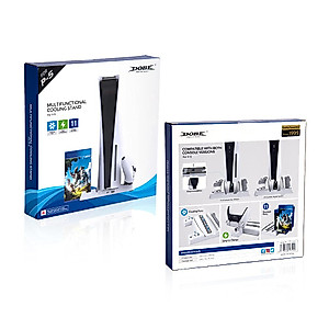 Game Console Cooling Base Handle Holder Charging Stand Multifunctional Charging Cooling Fan Storage Bracket Summer Father'S Day Gift-white