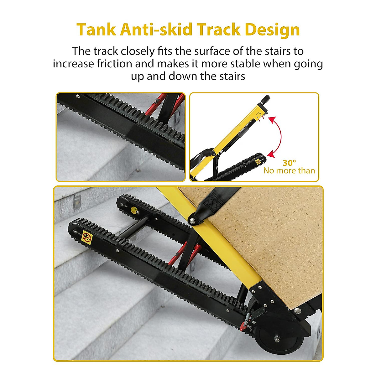 Electric Stair Climbing Hand Trucks Dolly Cart - Load 441 lb - Heavy Duty Folding Stair Climber Cart Hand Trolley - with 6 Wheels - Motor Battery Powered for Furniture Goods Moving