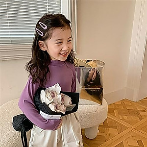 Toddler Girl Solid Color Turtleneck T Shirt Long Sleeve Base Shirt Inside for 1 to 8 Years Old Tops (Purple, 6-7 Years)