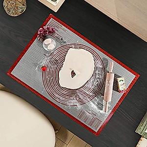 Non-slip Silicone Pastry Mat Extra Large with Measurements 36''By 24'' for Silicone Baking Mat, Counter Mat, Dough Rolling Mat,Oven Liner,Fondant/Pie Crust Mat（Red）
