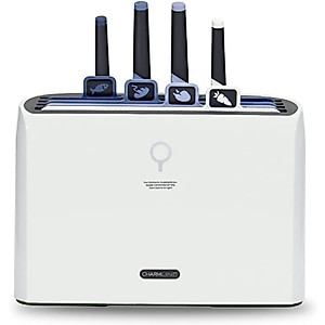 Charmline Smart Cutting Board And Knife Set With Holder, 4 Color Coded Chopping Boards, 4 Knives, Drying Holder Organizer For Kitchen, Smart Home Gadgets,Blue