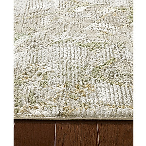 TOWN & COUNTRY LUXE Opaline Bold Marble Area Rug with Glam Metallic Ribbed Texture Pile, Sage Green, 7'10"x10'2"