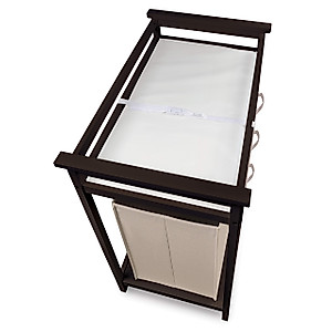 Badger Basket Modern Baby Changing Table with Laundry Hamper, 3 Storage Drawers and Pad, Diaper Change Station - Espresso/Ecru