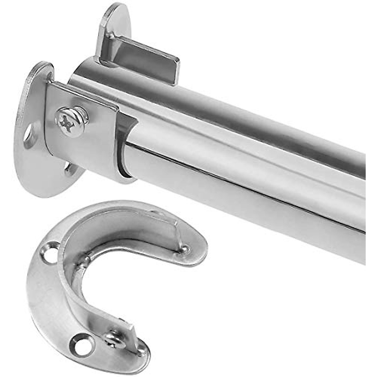 HQDeal 2 Pack Stainless Steel Closet Pole Sockets, Heavy Duty Closet Rod End Supports U Shaped Flange Rod Holder with Screws for Wardrobe Bracket Shower Curtain Rod Flange Socket Kit (25mm)