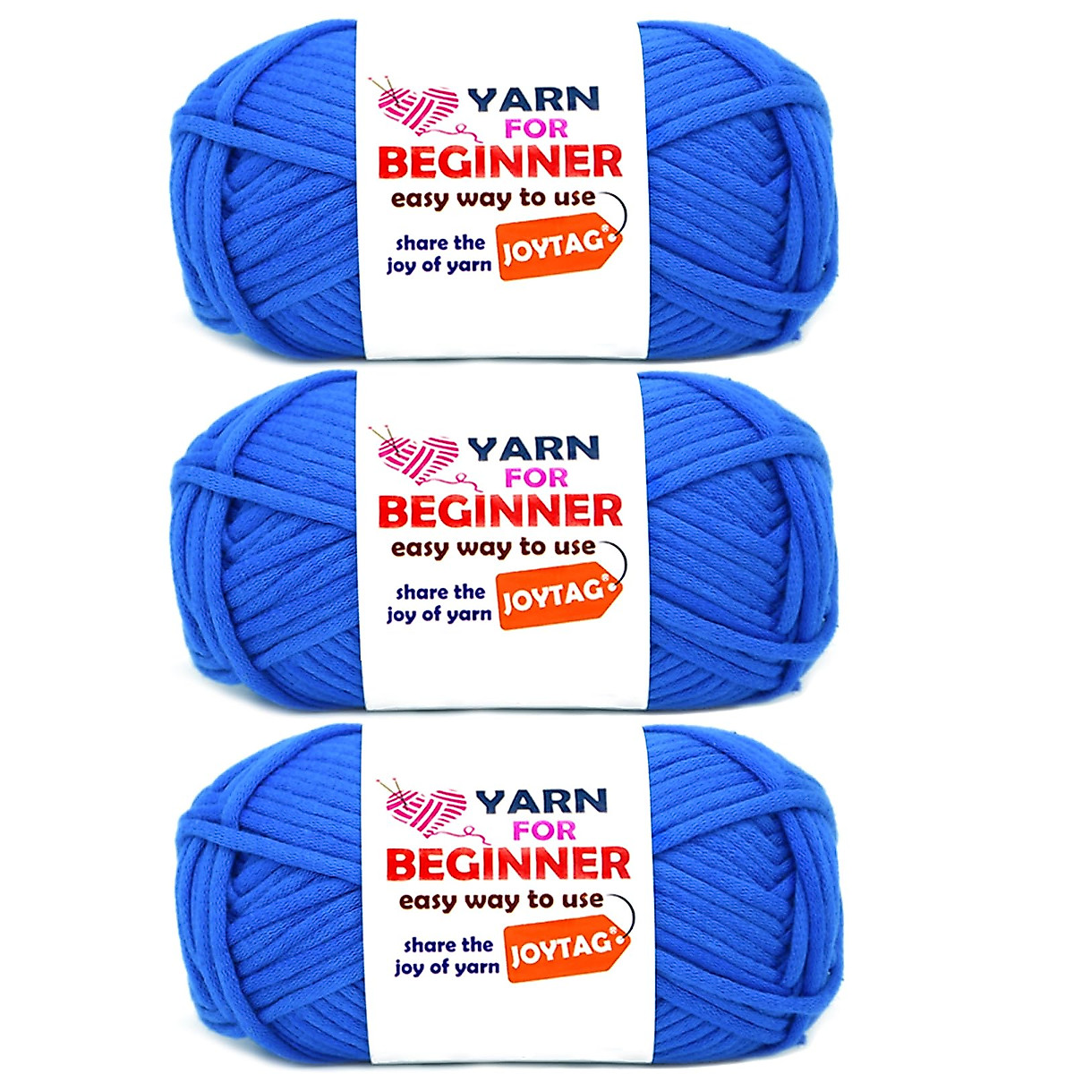 Electric Blue Yarn for Crocheting and Knitting Cotton Crochet Knitting Yarn for Beginners with Easy-to-See Stitches Cotton-Nylon Blend Easy Yarn for Beginners Crochet Kit(3x50g)