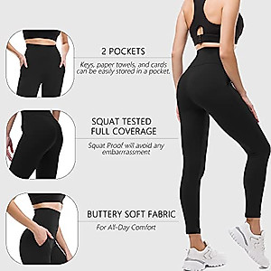 Ipletix Leggings with Pockets for Women, High Waisted Leggings Buttery Soft Non See Through Workout Yoga Pants White