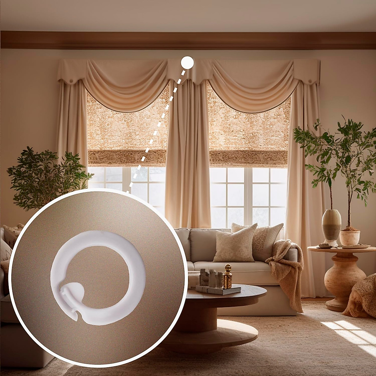 Amazing Drapery Hardware Premium Plastic Roman Shade Split Rings, 50 Pack - Premium White Finish, UV-Resistant - Versatile and Easy-to-Use for Window Valances and Shades