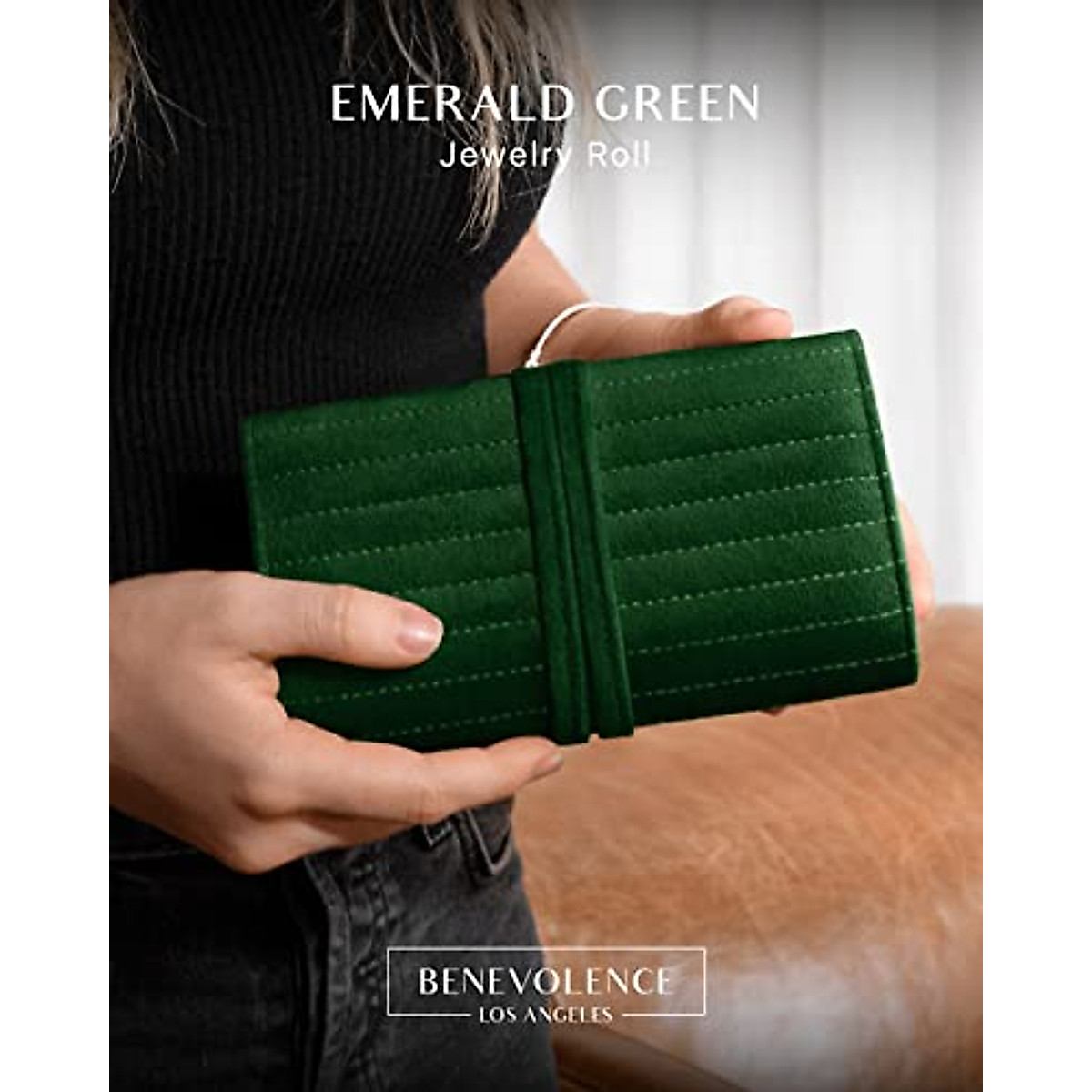 Benevolence LA Jewelry Boxes for Women | Jewelry Organizer | Large Velvet Jewelry Box for Earrings Necklaces, Bracelets and Rings | 2 Layer Jewelry Storage Organizer | Emerald Green